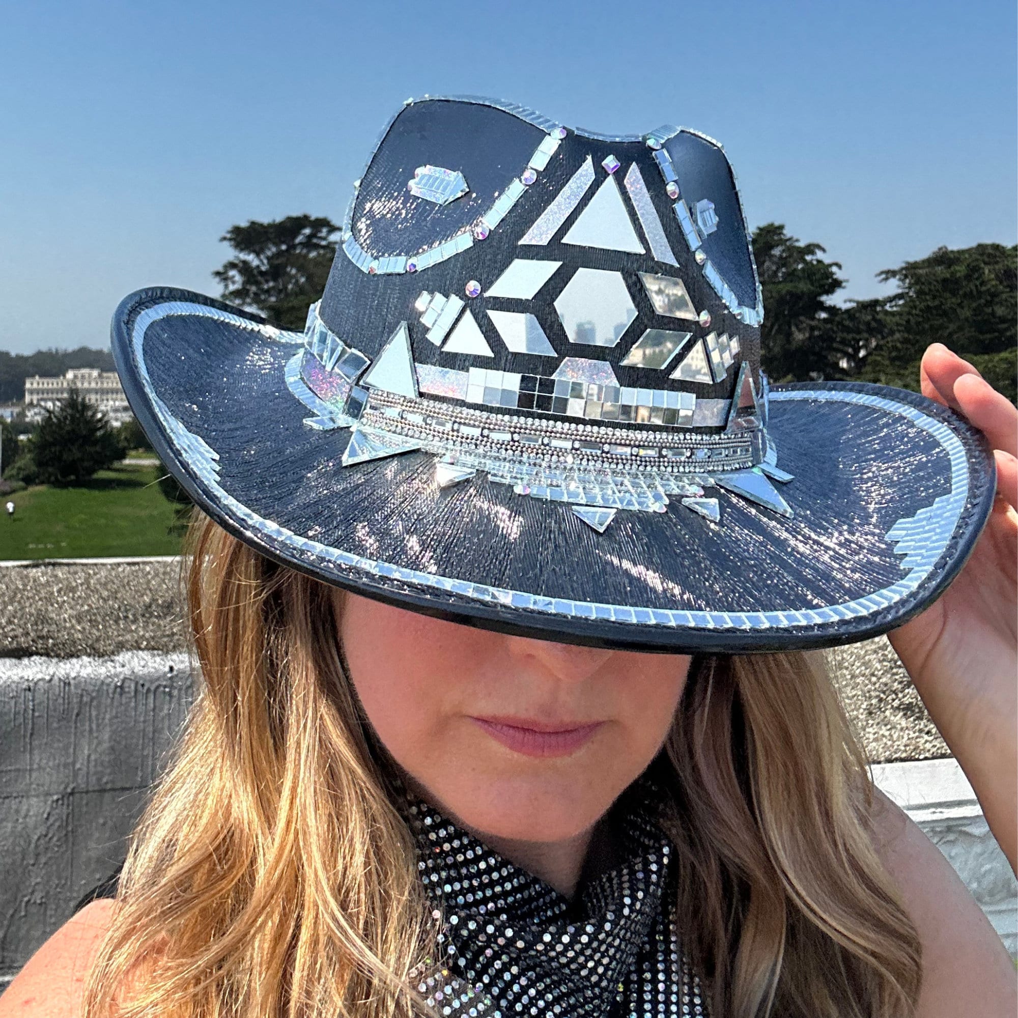 Disco Space Cowboy Silver Star Hat Cosmic Cowgirl Outfit Black ...