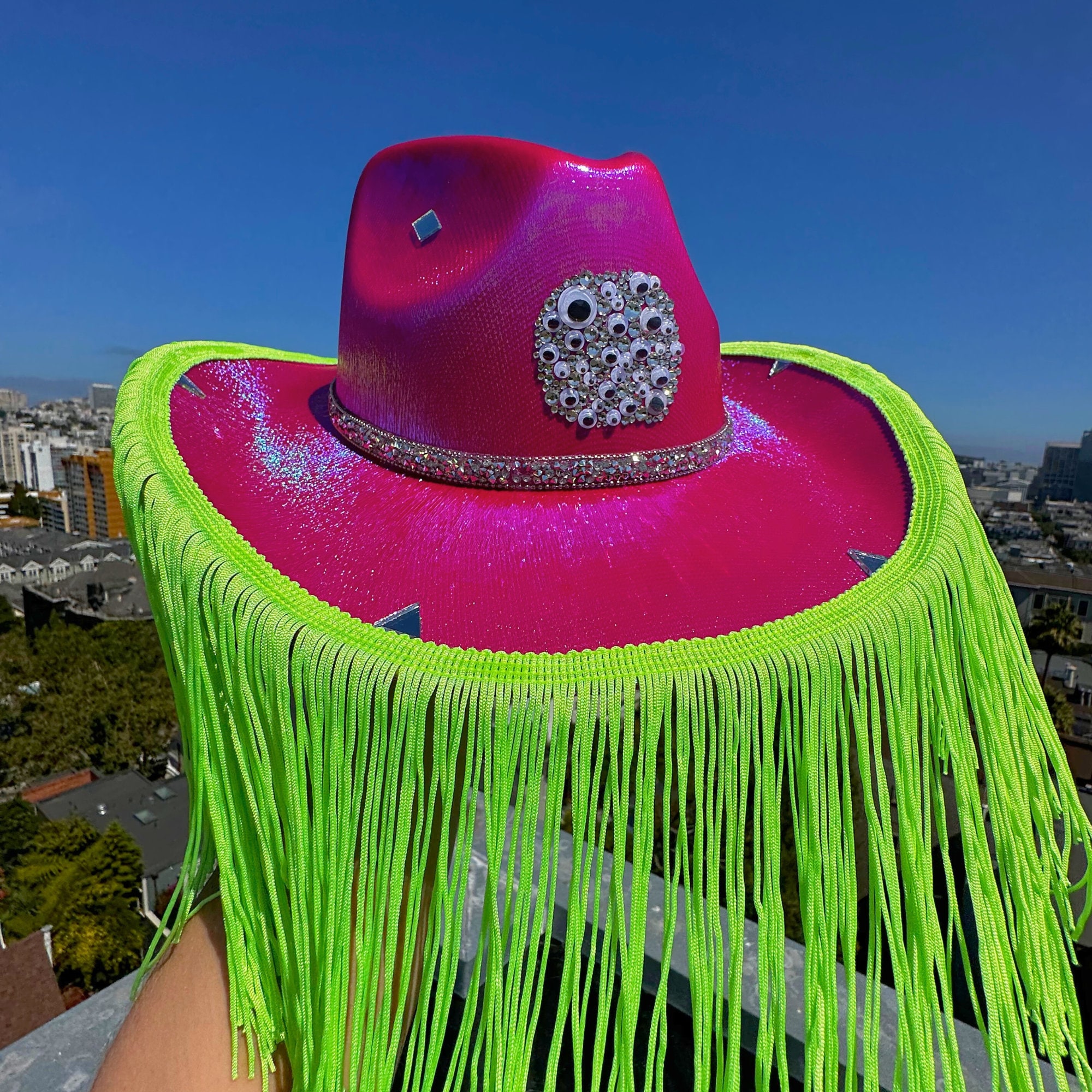 Googly Eyes Fringe Disco Space Cowboy Hat Cosmic Cowgirl Jeepers ...