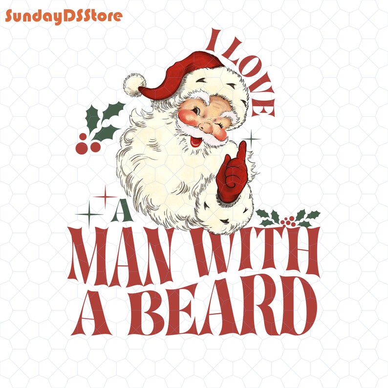 I Love A Man With Beard Png, Santa Claus Png, Funny Santa Beard Png ...
