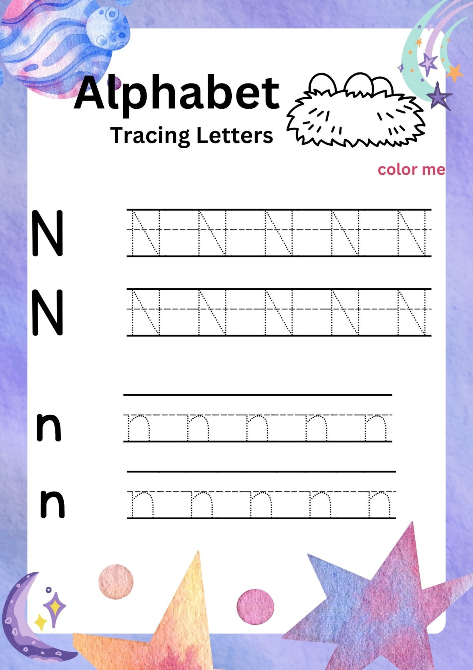 Tracing Worksheet Uppercase and Lowercase Alphabet - Etsy