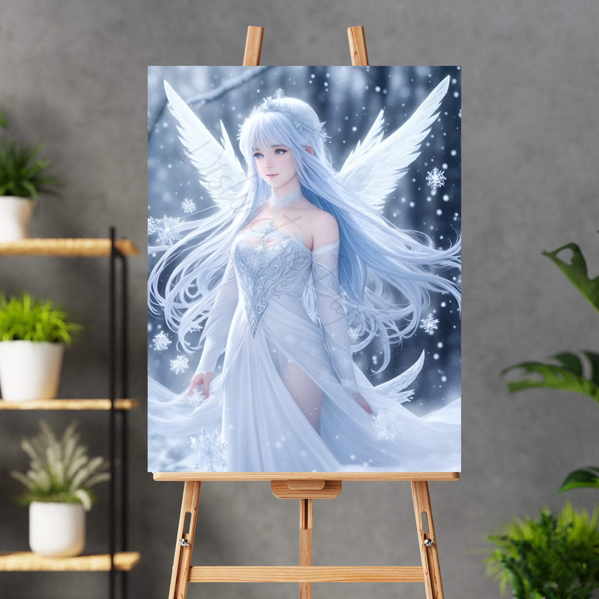 Fairy Tale Inspired Frost Fairy Digital Art Snowy Snowflakes Wonderland ...