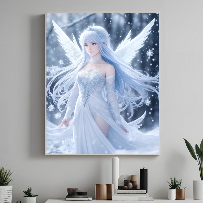 Fairy Tale Inspired Frost Fairy Digital Art Snowy Snowflakes Wonderland ...