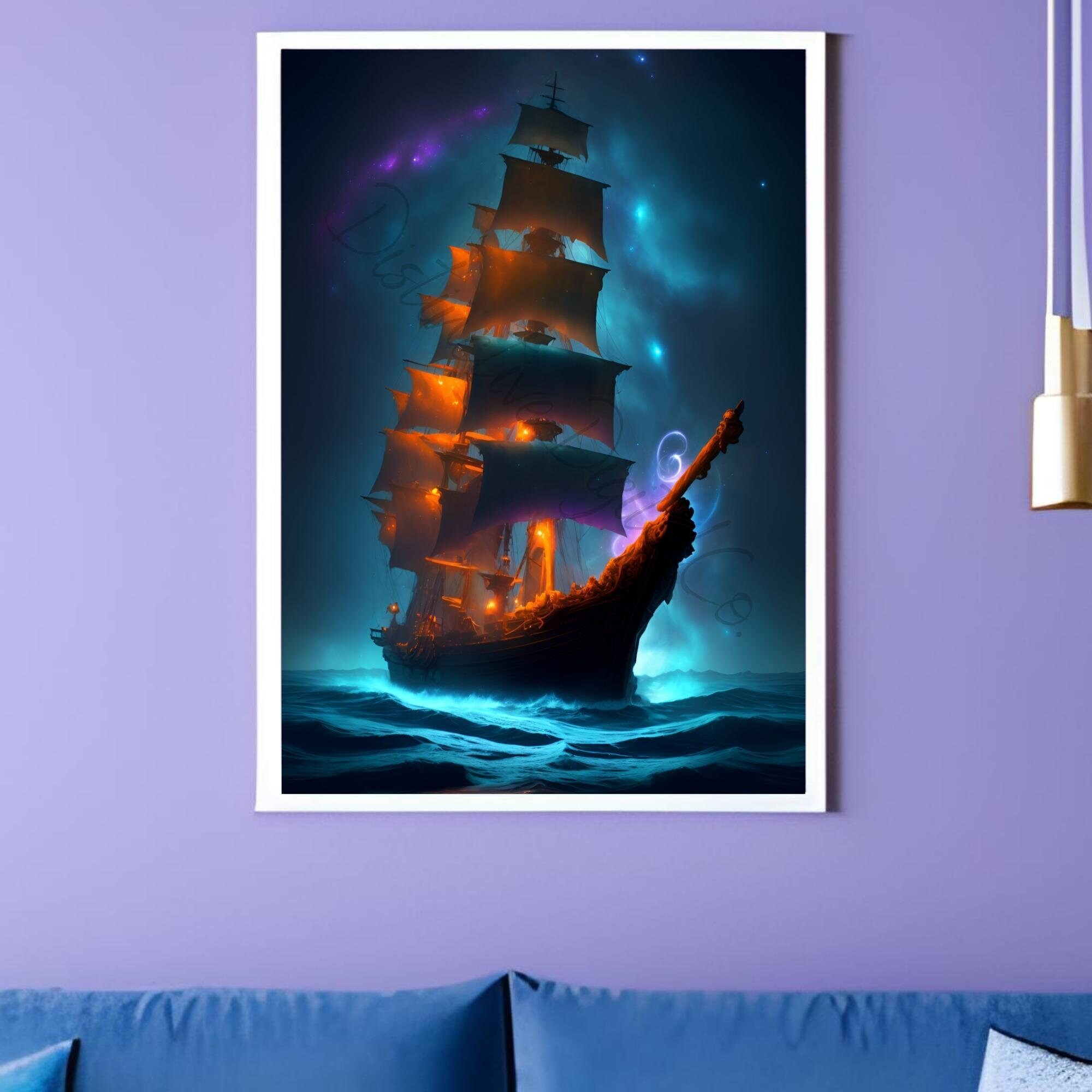 Nautical Digital Art Print| Instant Download|mystical Ship at Sea ...