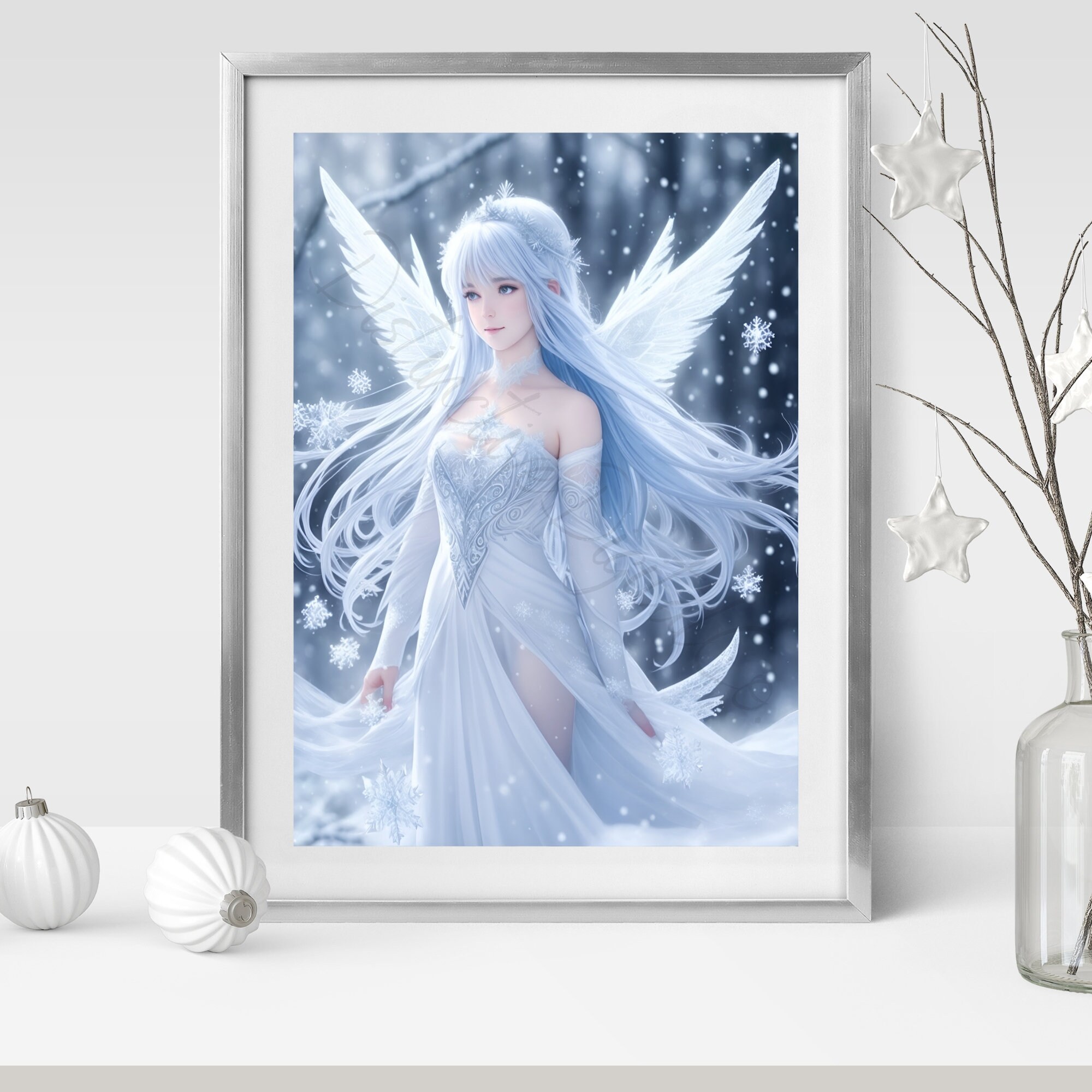 Fairy Tale Inspired Frost Fairy Digital Art Snowy Snowflakes Wonderland ...
