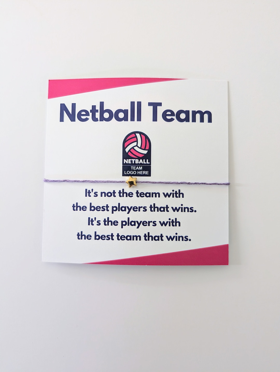 Netball Team Gift Custom Card & Charm Bracelet Netball Girl ...