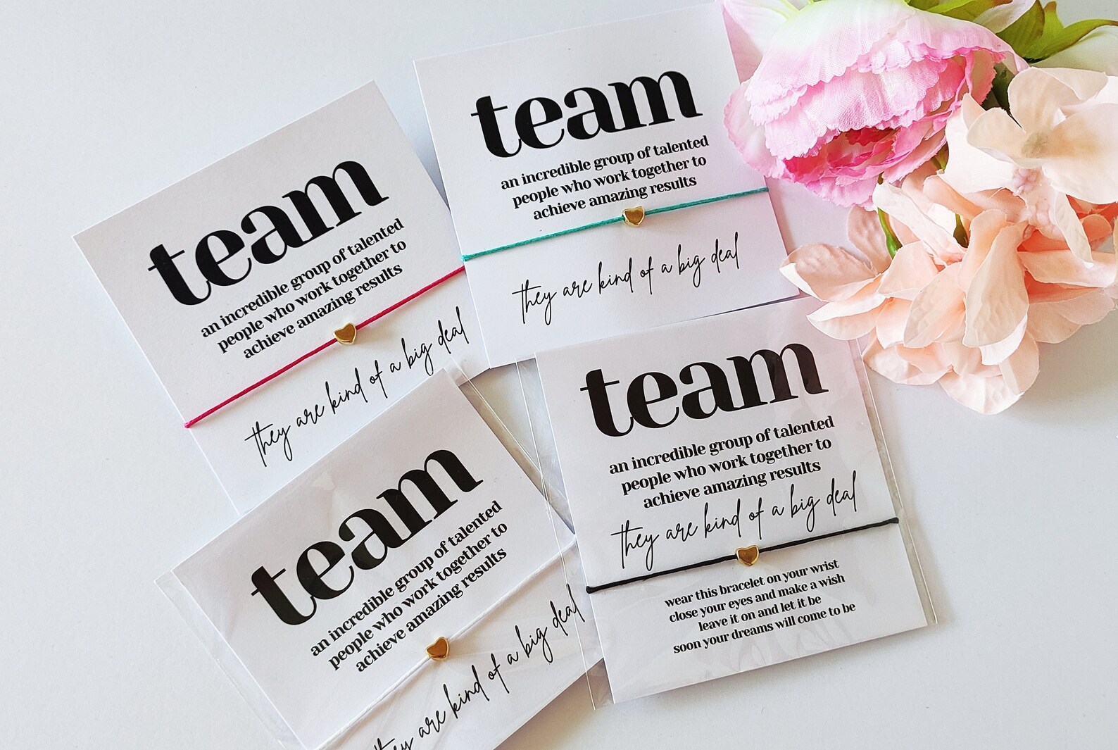 Personalized Wish Bracelet and Custom Card for Team. Thank You Gift ...
