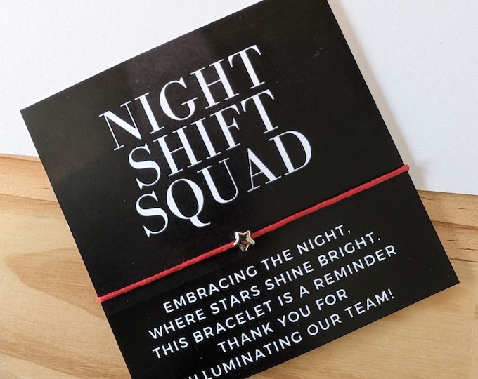 Night Shift Employee Appreciation Gift Custom Night Worker Wish Bracelet & Card Late Shift Co ...