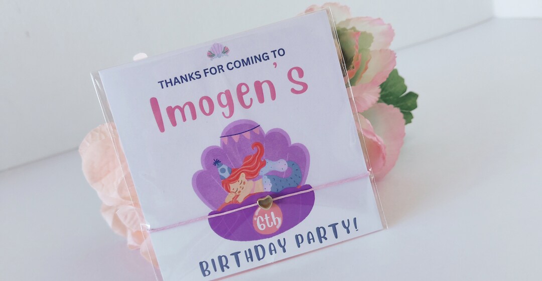 Mermaid Party Favours Beautiful Pink Mermaid Shell Wish Bracelet ...