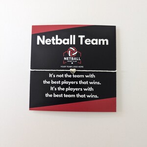 Netball Team Gift Custom Card & Charm Bracelet Netball Girl ...