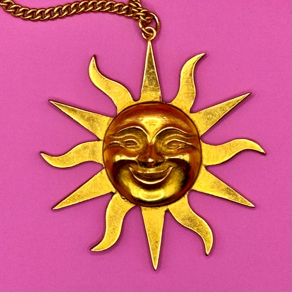 ALVA STUDIOS Vintage Sun Pendant & Chain, Gold Tone - Gem