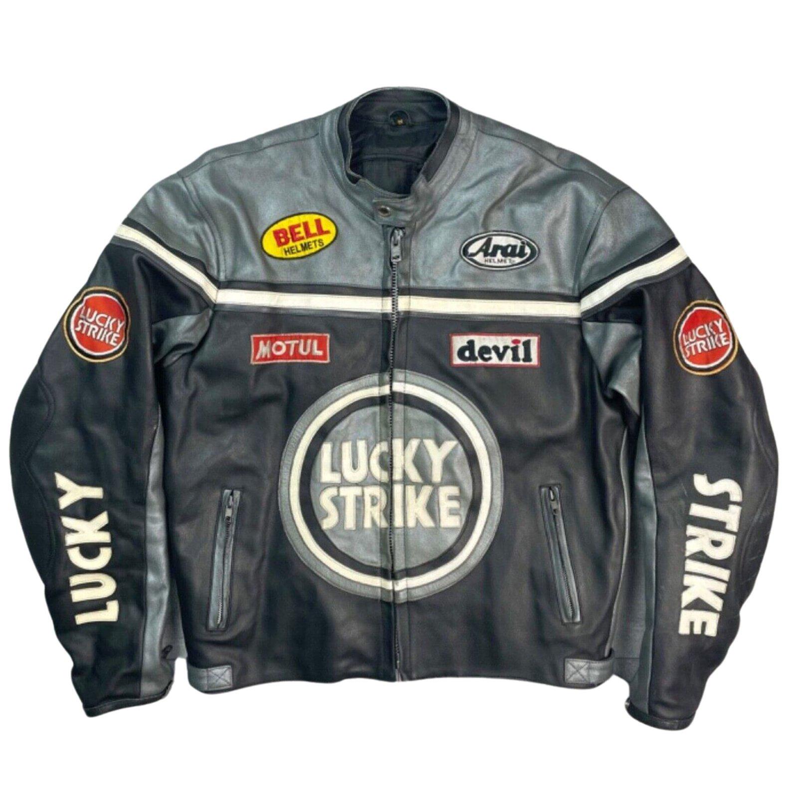 Rare Vintage F1 Lucky Strike Leather Jacket, Vintage Rare Leather ...