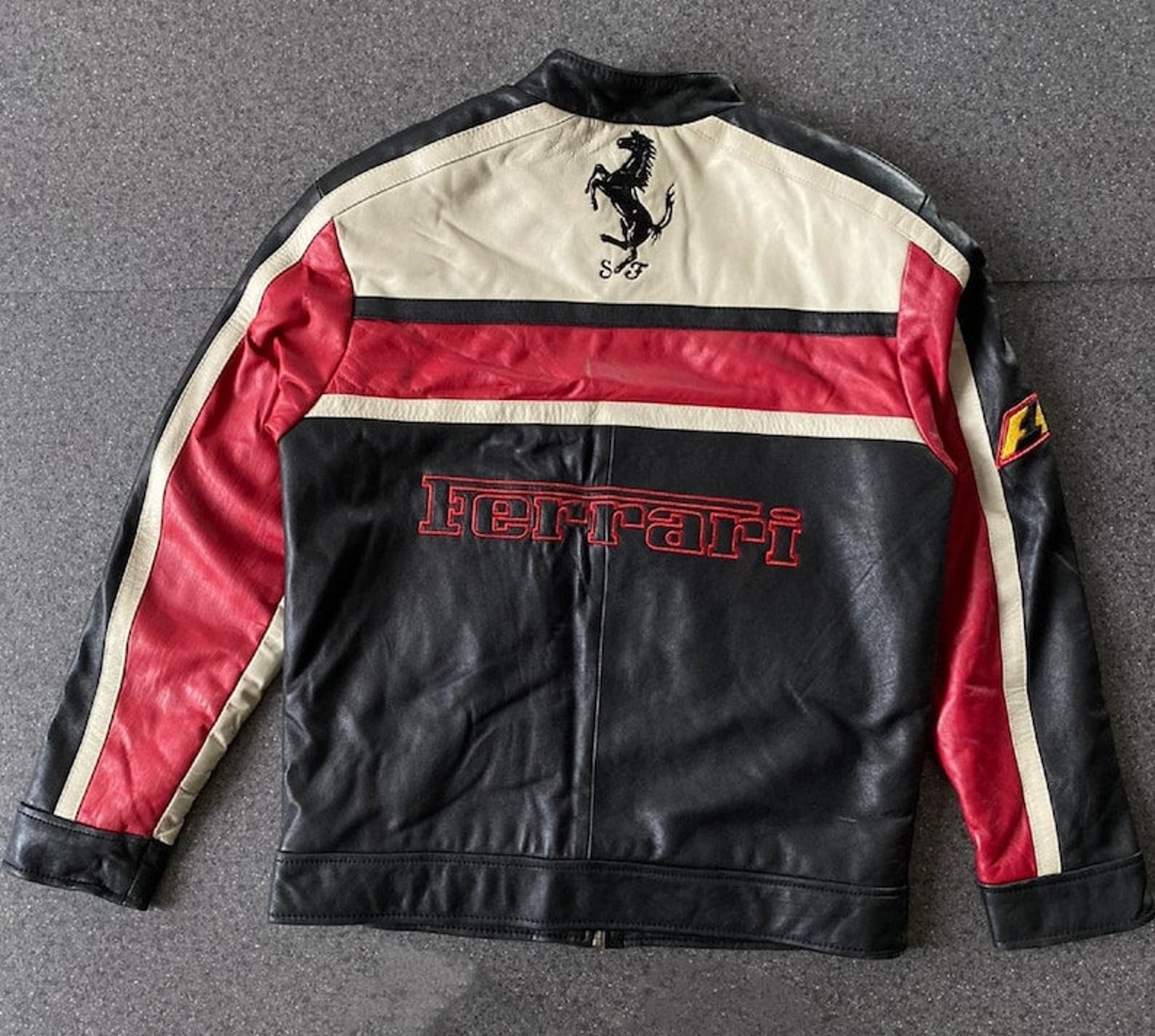 Rare Vintage F1 Ferrari Leather Jacket, Ferrari Patches, Real Cowhide ...