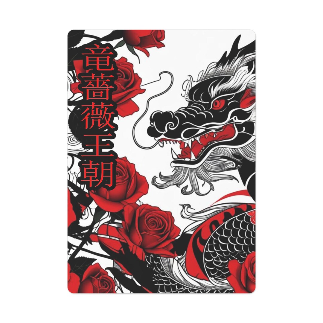 Raging Dragon Poker Cards Set With Dragon and Roses Design, Unique Gift ...