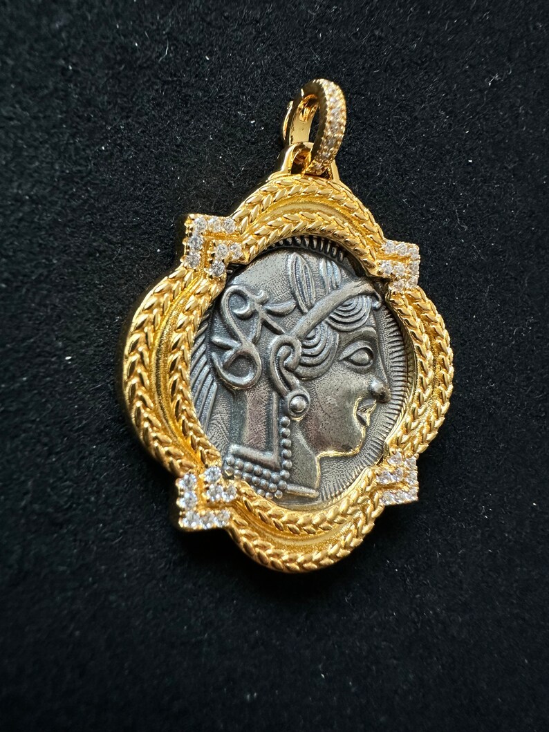Ancient Coin Goddess Athena Two Sides Necklace Pendant - Etsy