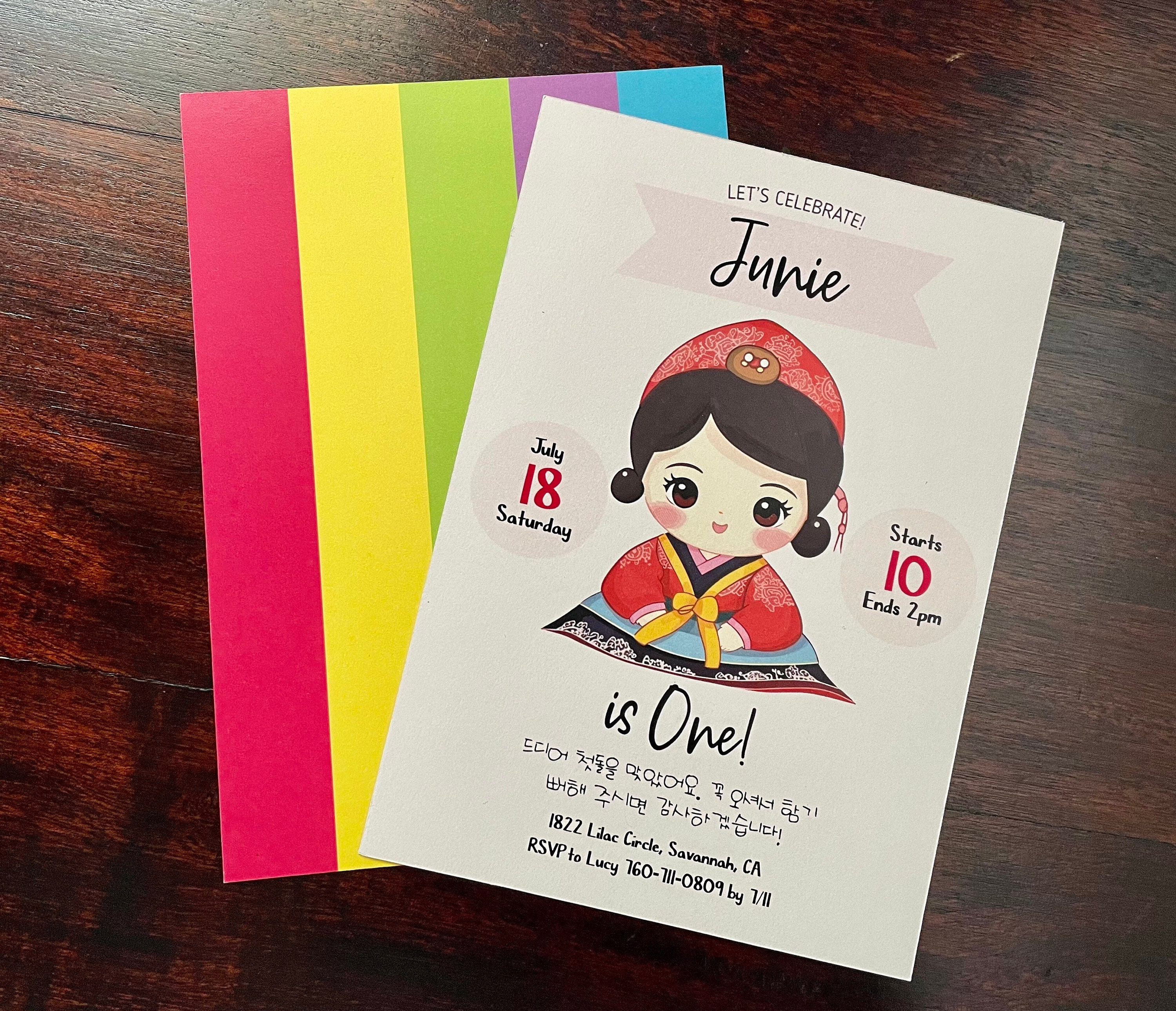 Korean First Birthday Invitation Girl Korean Dol Birthday Party Korean ...