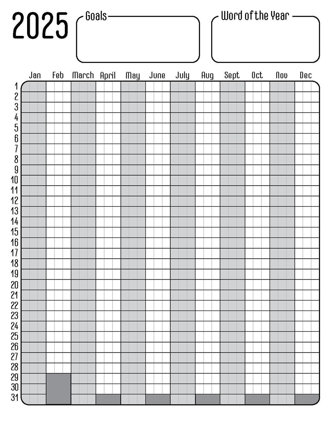 2025 Year Planner on a Page Track Your Goals and Set a Word of the Year ...