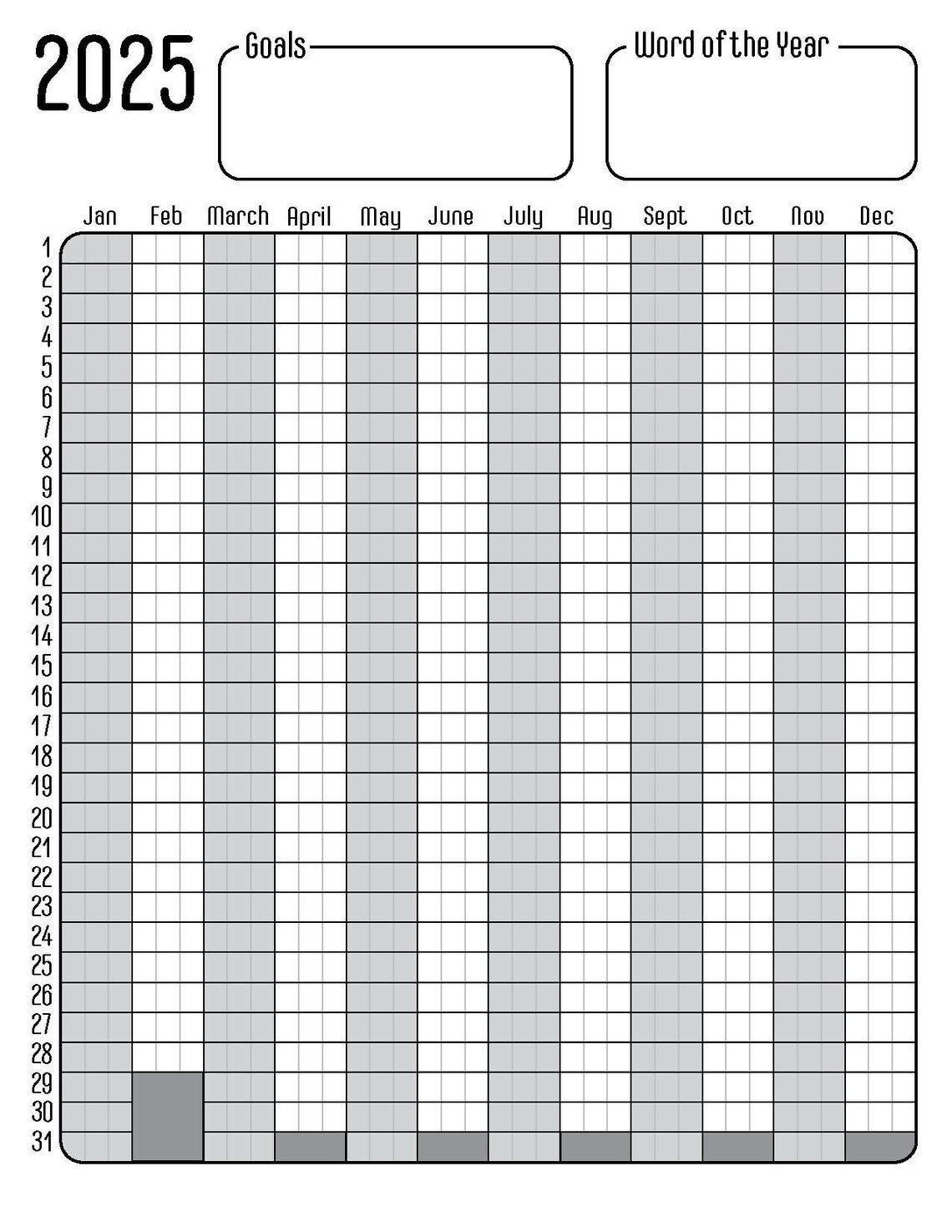 2025 Year Planner on a Page Track Your Goals and Set a Word of the Year ...