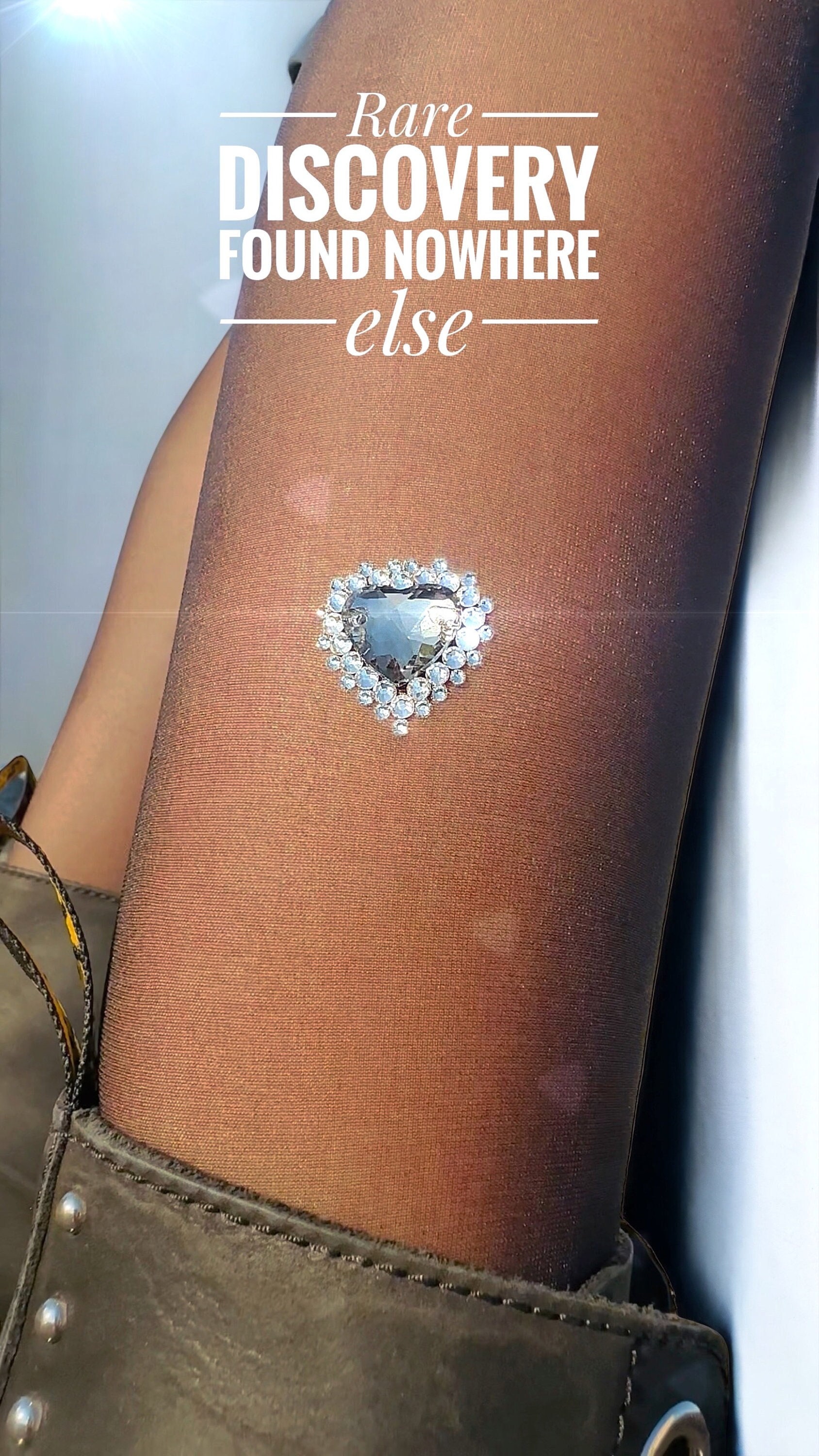 Embellished Heart Jewel Crystal Tattoo Tights Glitter Pantyhose ...