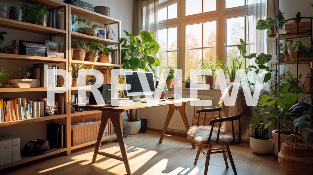 Zoom Background Cozy Home Office Virtual Background - Etsy