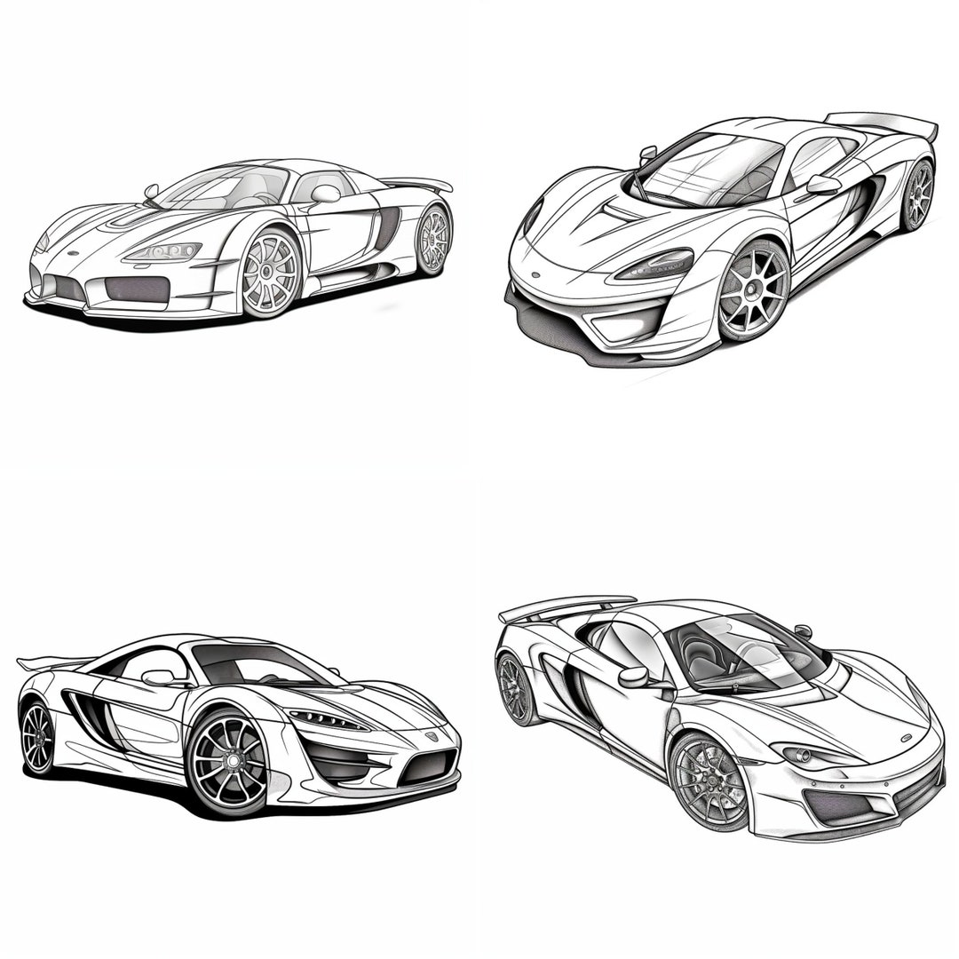 Sports Car Coloring Pages - Etsy
