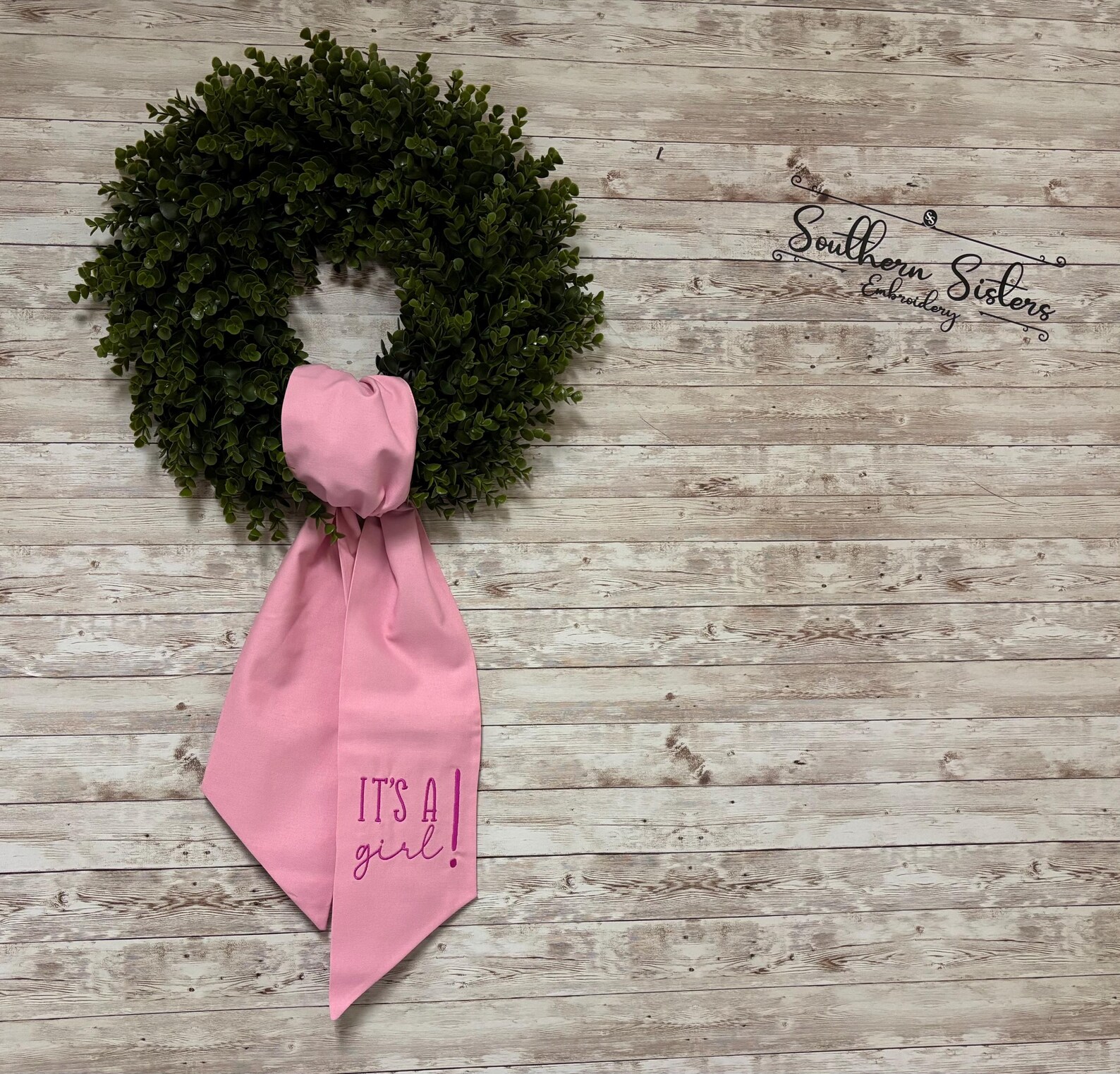 Sash Gender Reveal, Baby Shower Gift, Monogrammed Wreath Sash ...
