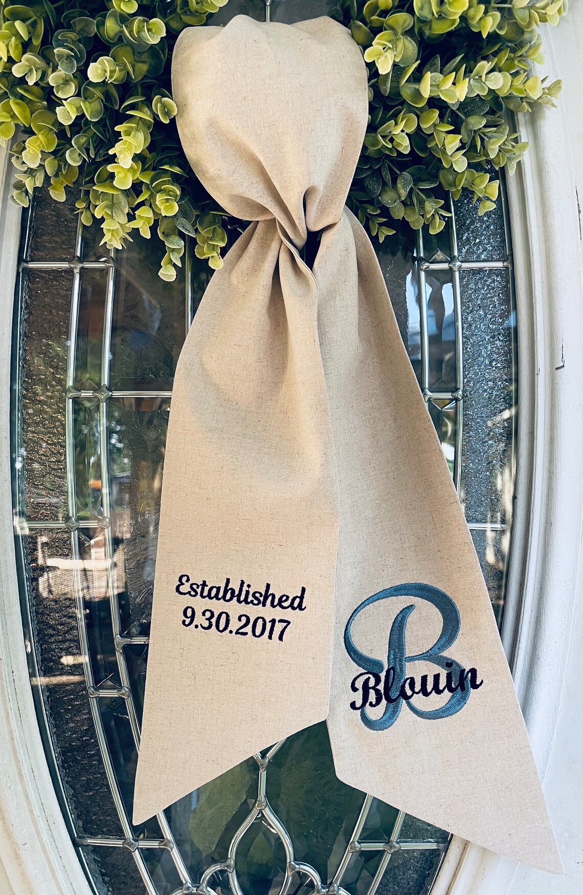 Sash Wedding, Wedding or Anniversary Gift, Monogrammed Wreath Sash ...