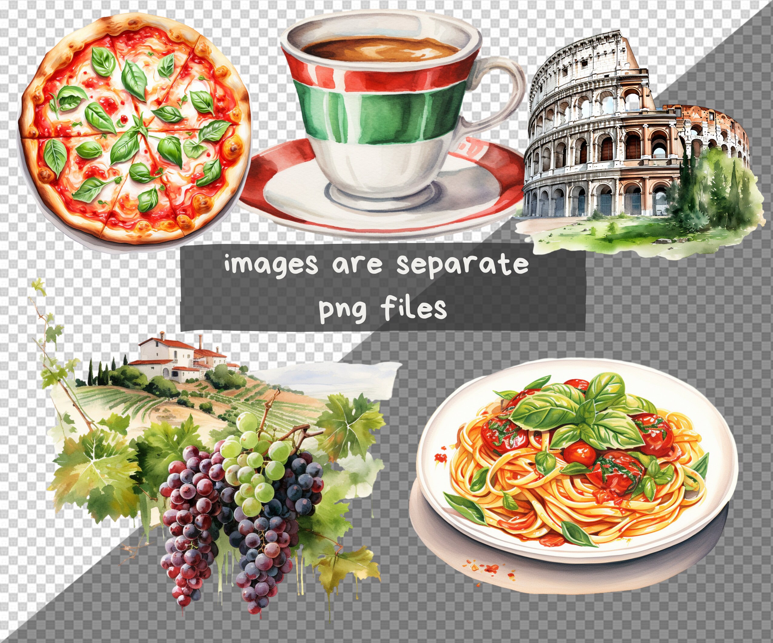 Italy Clipart, Italian Landmarks, Travel Vacation Holiday, Digital ...