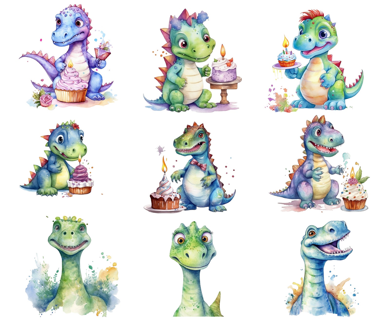 Dinosaur Clipart, Cute Dinos Reading, Birthday, Party Clipart ...