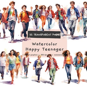 Happy Teenager Clipart, Teens Clip Art, Ethnic Diversity, Digital ...