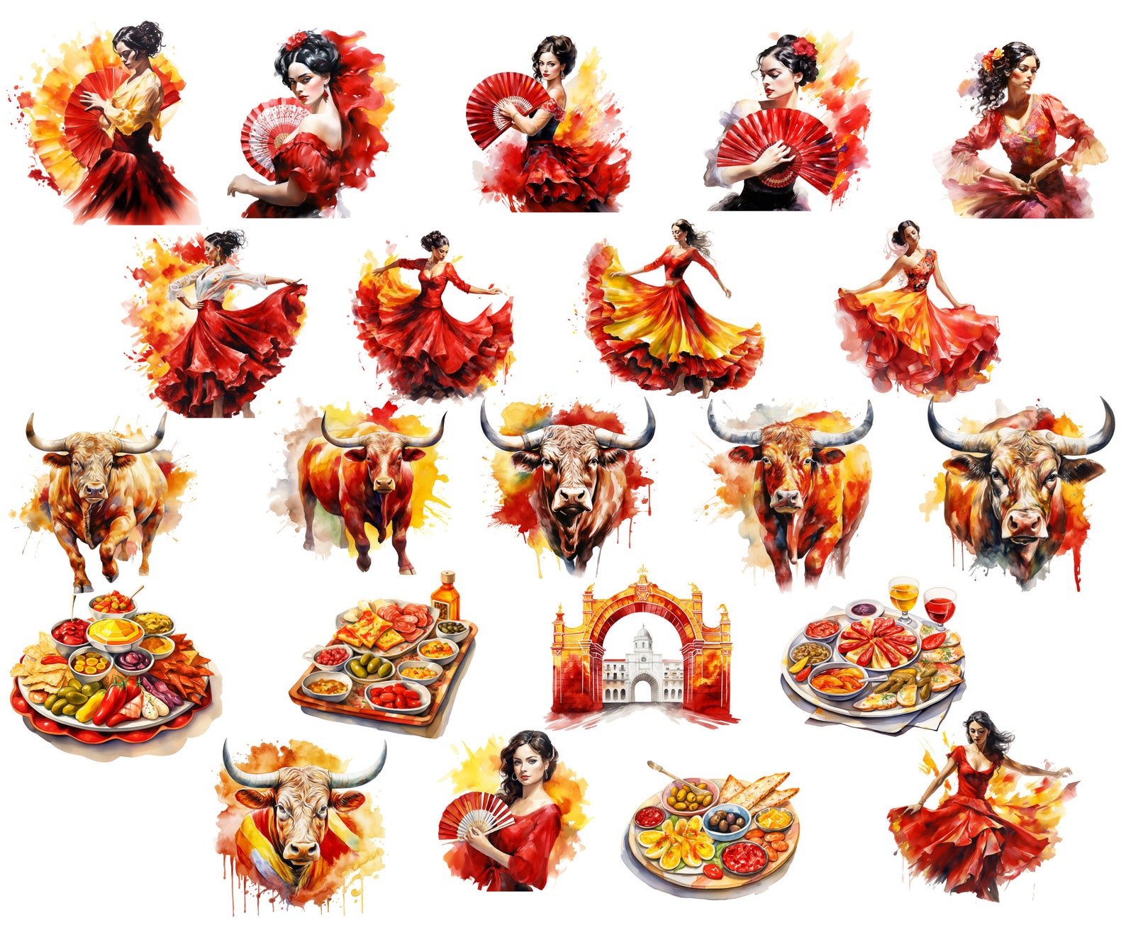 Spain Clipart, Scrapbooking Travel, Traditional Spanish, Digital ...