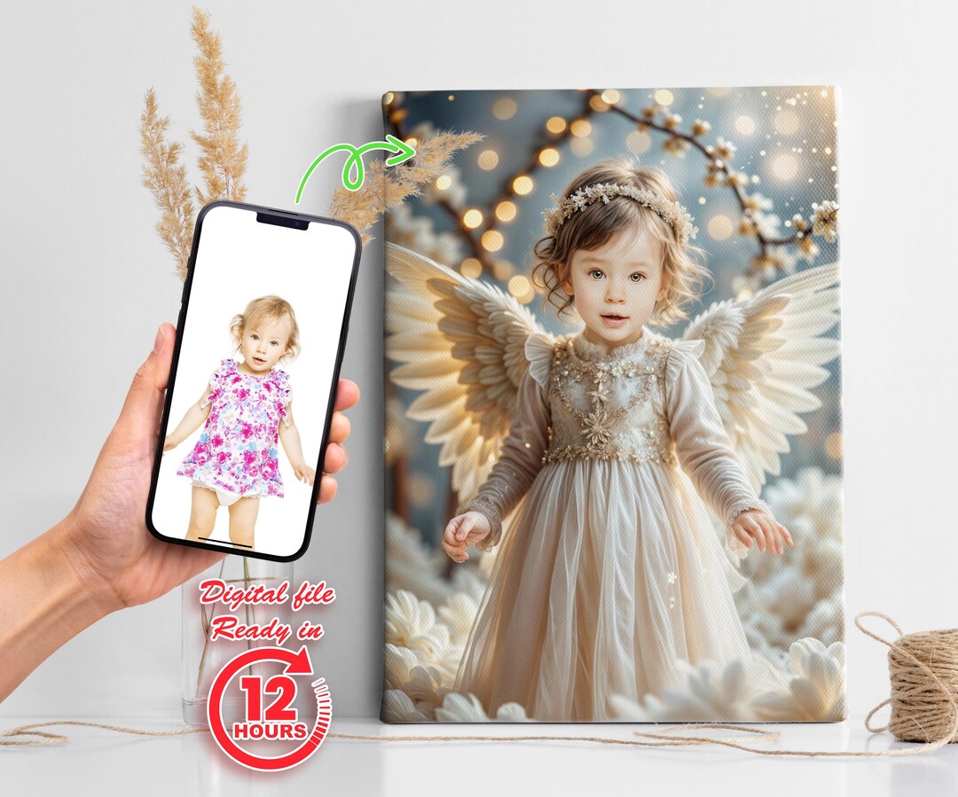 Personalized Portrait From Photo, Custom Portrait, Angel Poster, Angel ...