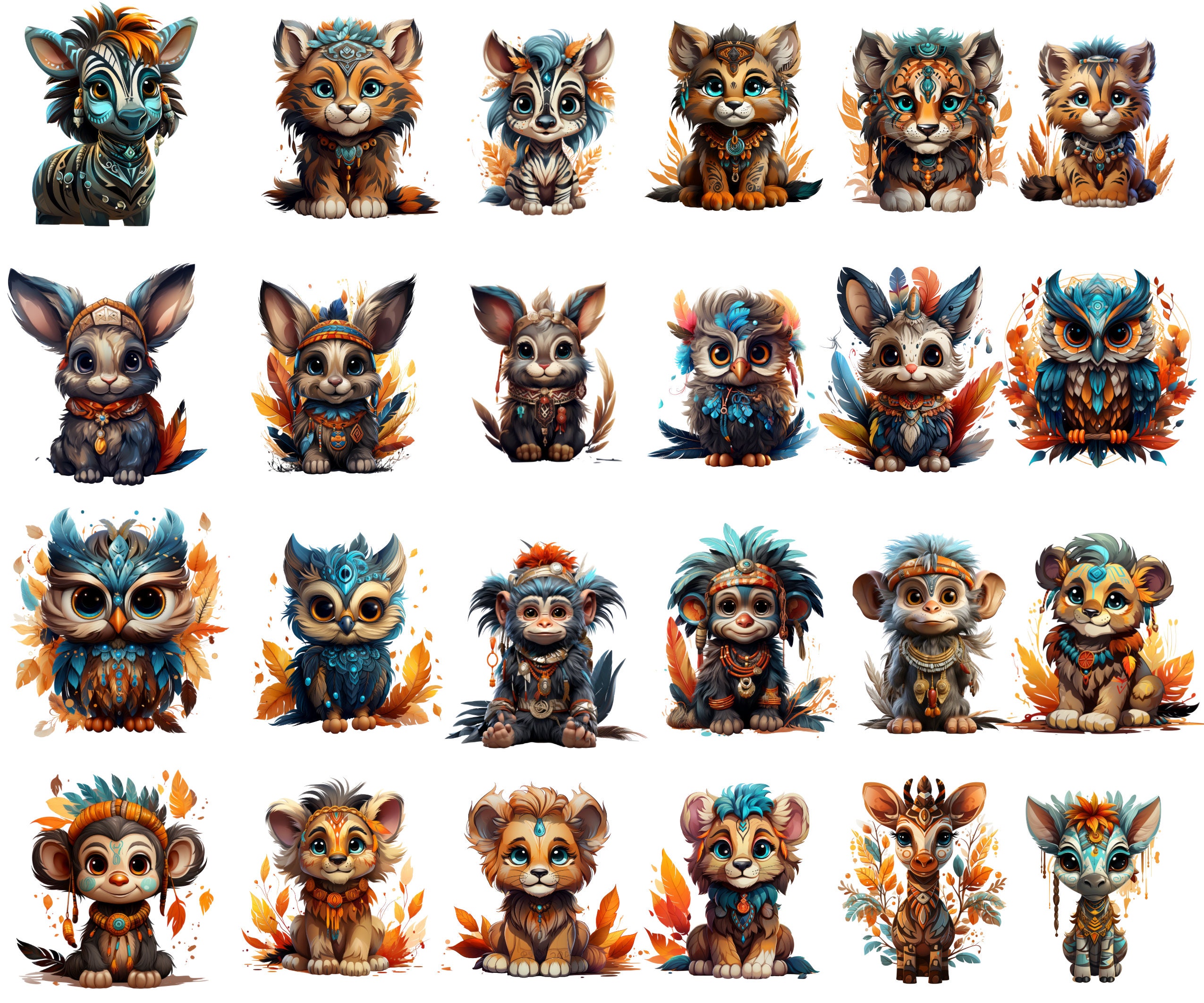 Tribal Animals Clipart, Native American, Digital Pintables, Bundle ...