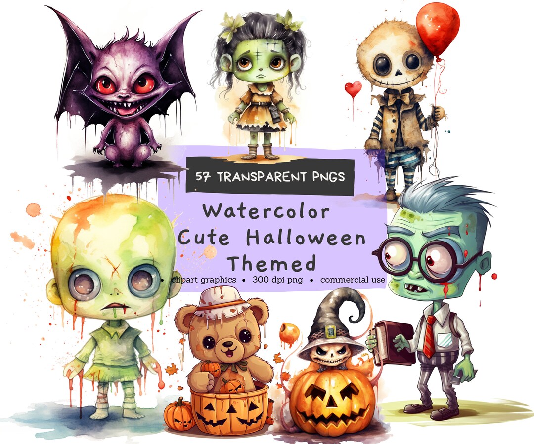 Halloween Cute Ghost Vampire Kawaii Characters Spooky - Etsy