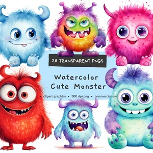Cute Little Monsters, Retro Collection, Kids' Decor, Digital Pintables ...