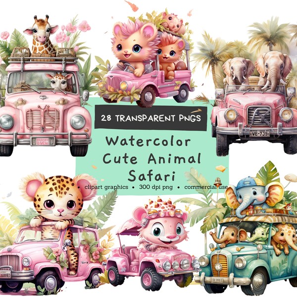 Pink Safari Clipart - Etsy