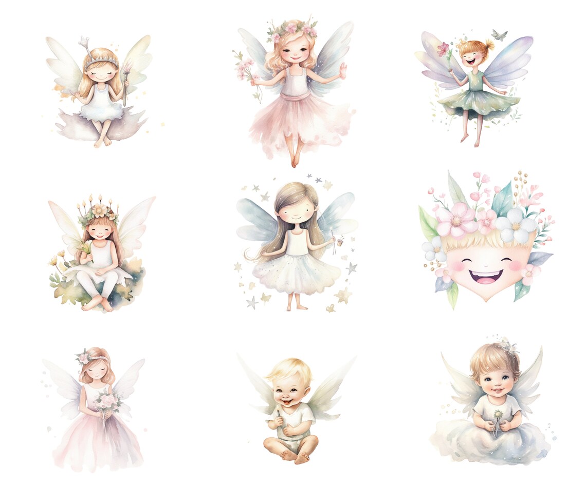 Cute Tooth Fairy Clipart, Little Fairy Characters, Nursery, Kids, Wings ...