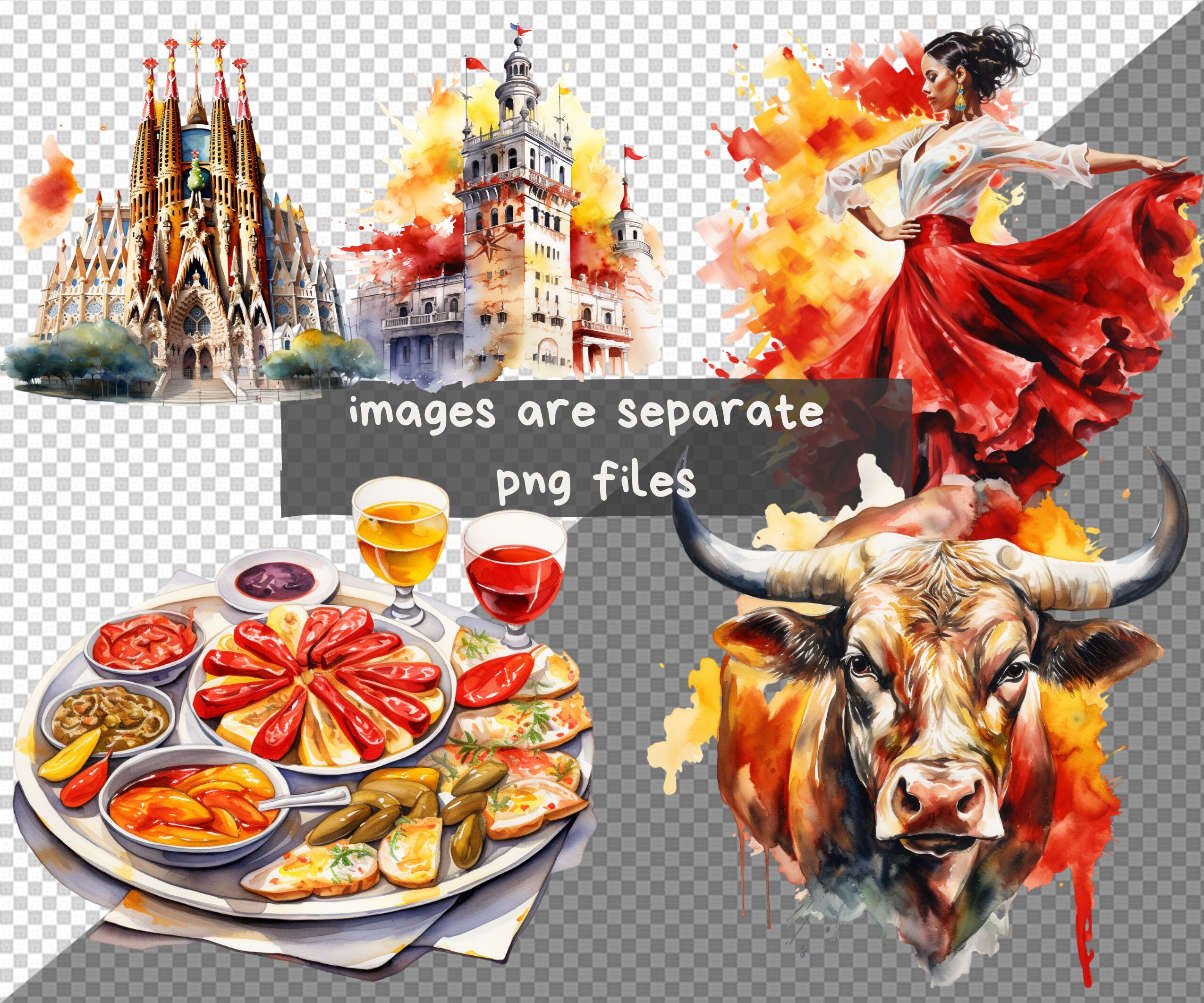 Spain Clipart, Scrapbooking Travel, Traditional Spanish, Digital ...