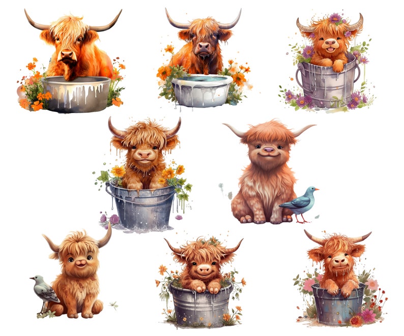 Cute Highland Cow Baby Shower Decor Animal Digital - Etsy