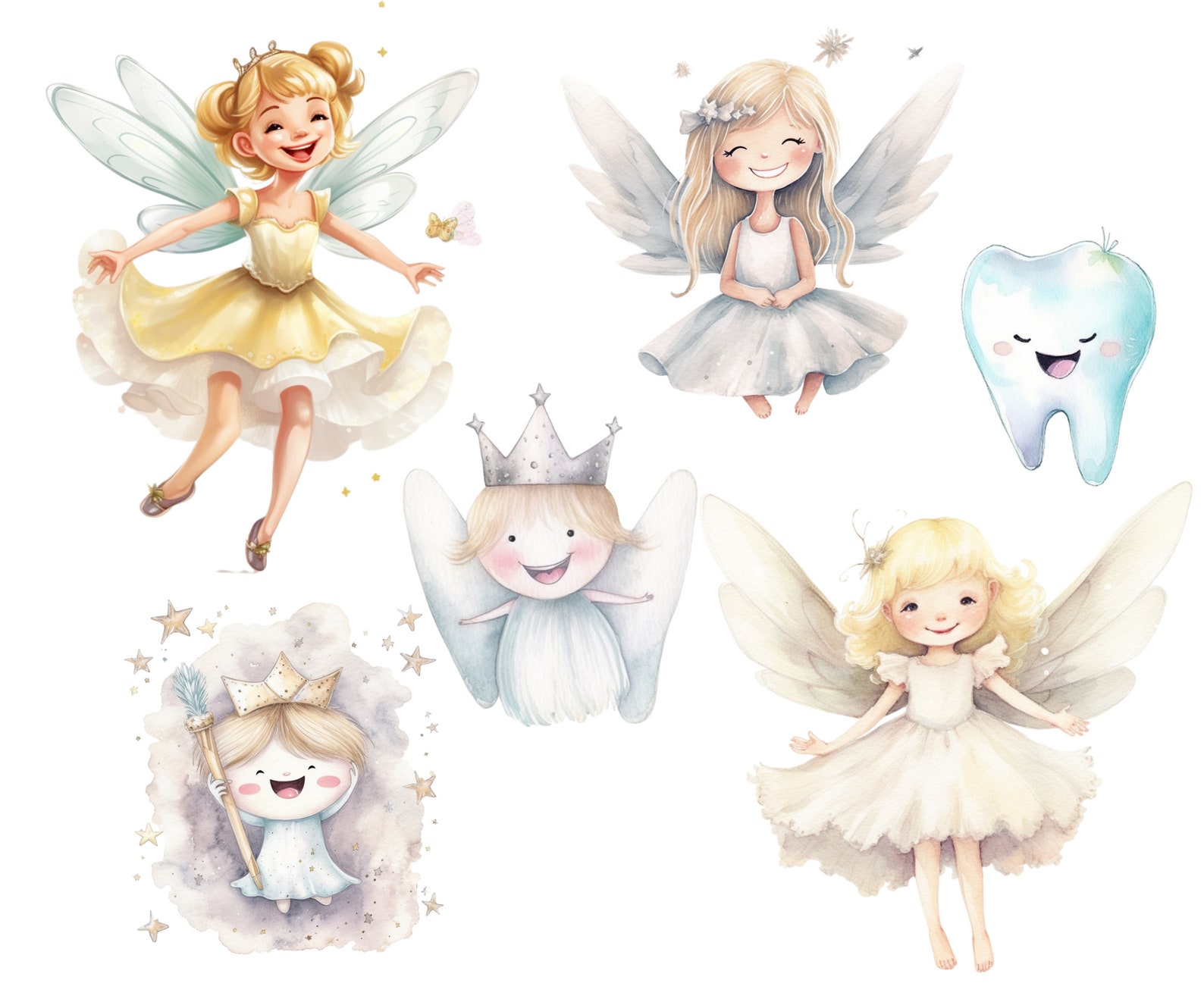 Cute Tooth Fairy Clipart, Little Fairy Characters, Nursery, Kids, Wings ...
