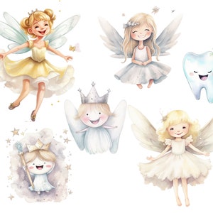 Cute Tooth Fairy Clipart, Little Fairy Characters, Nursery, Kids, Wings ...