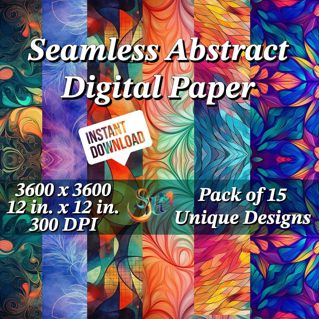 Seamless Digital Paper Pack, 3600x3600, 12 In. by 12 In., 300 DPI, PNG ...