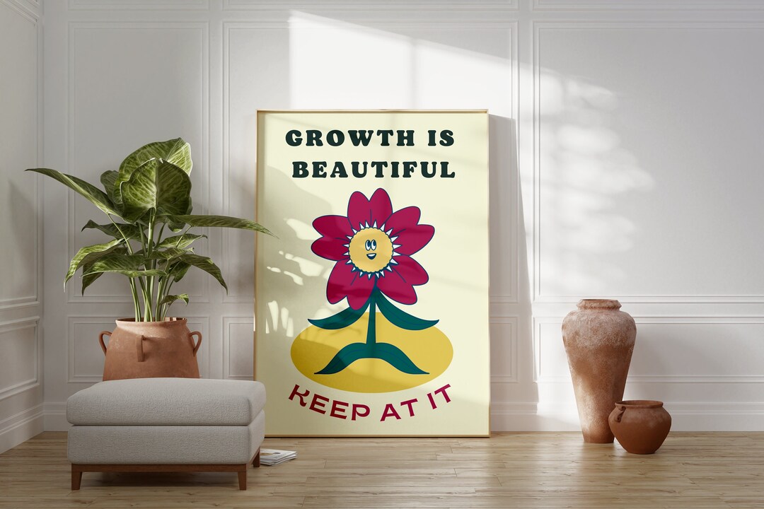 Growth Mindset Poster 70s Wall Art Self Help Inspirational Quote Mental ...
