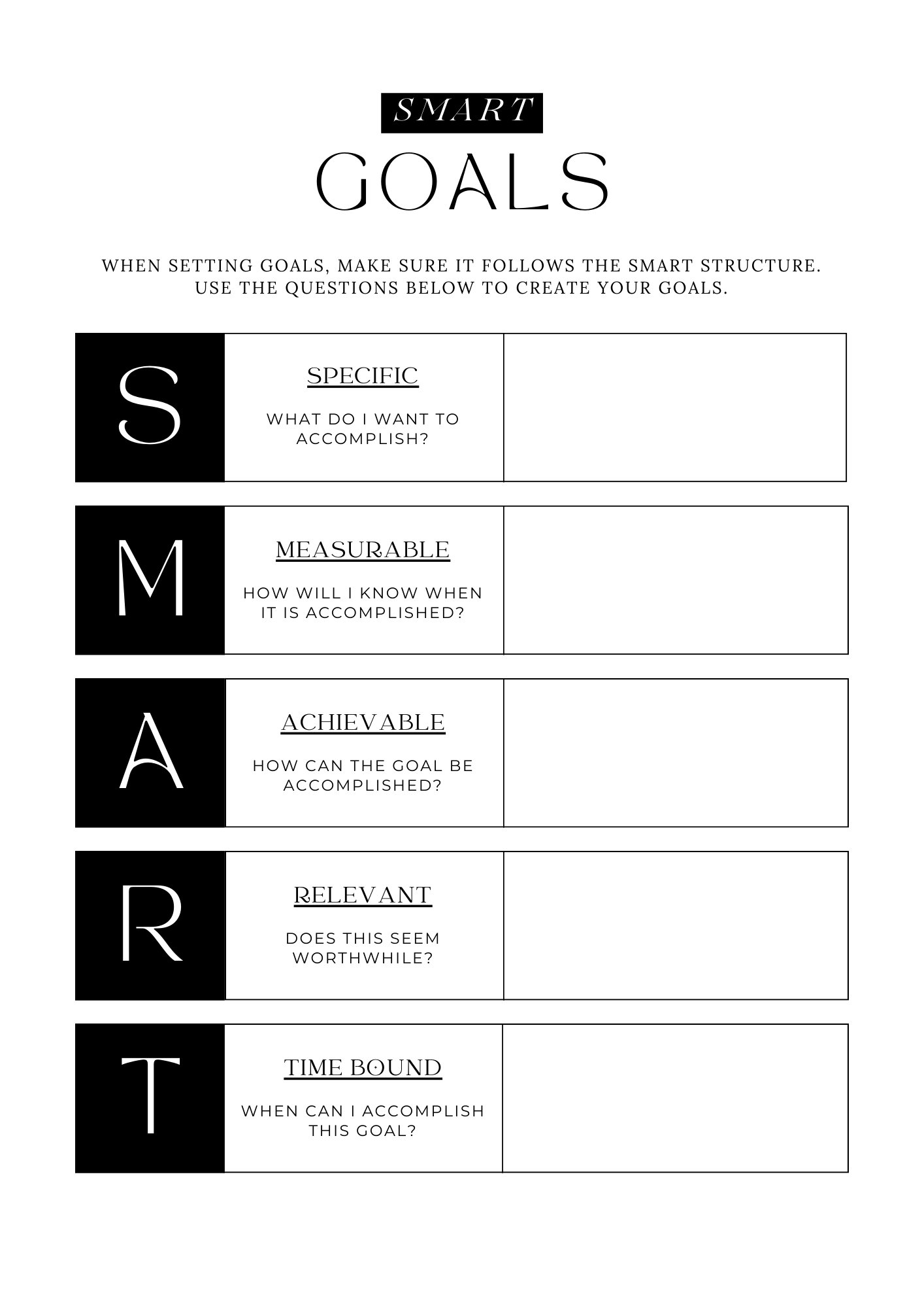 Printable SMART Goal, SMART Goal Planning Sheet, Goal Planner, A4, A5 ...