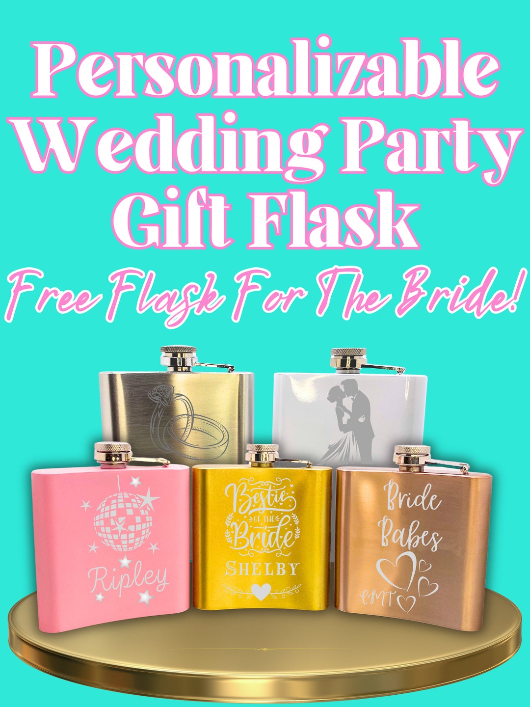 Personalized Flask Set for Women | Personalized Bride Flask Set ...