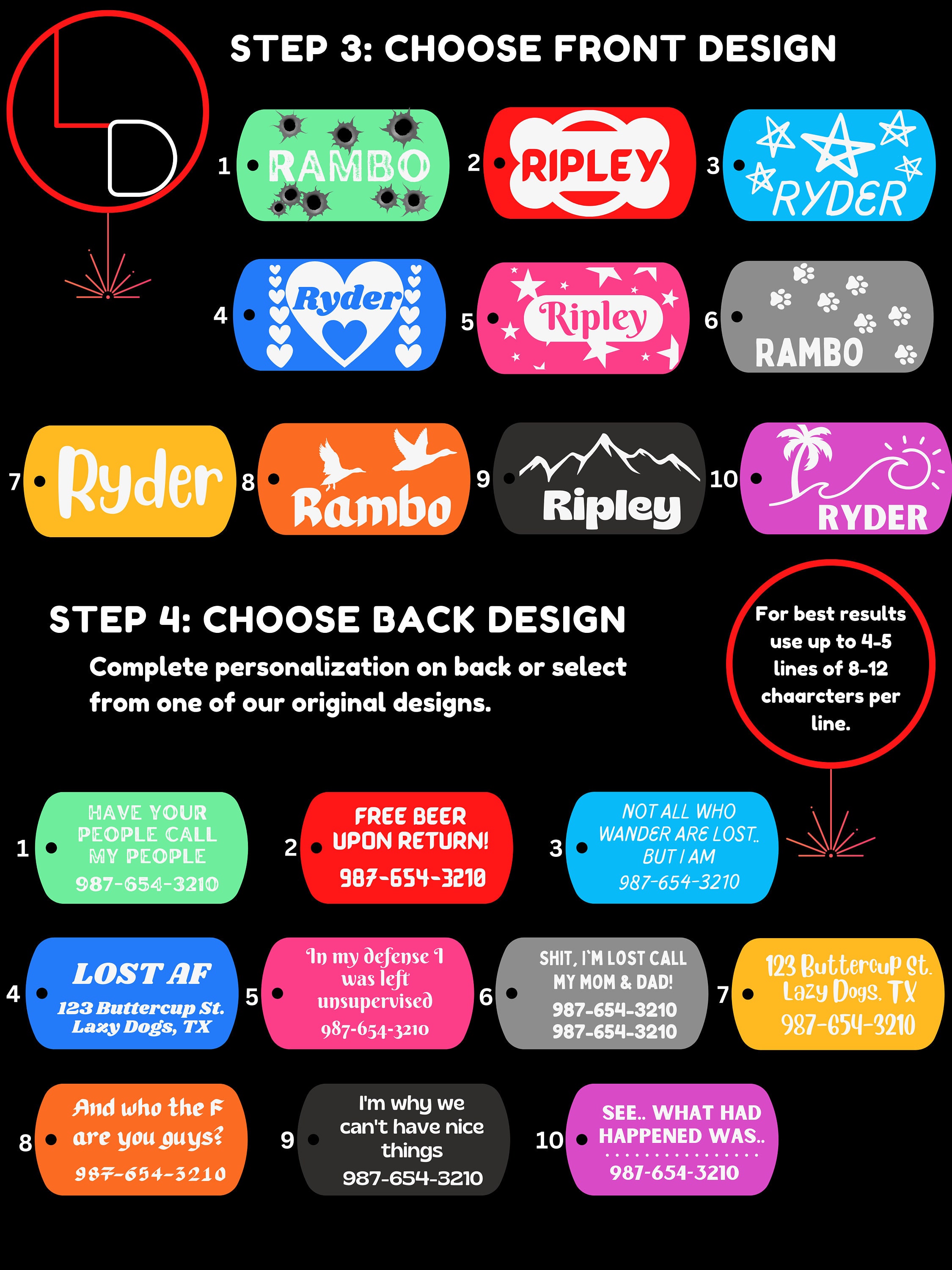 Personalized Double-sided Pet ID Tag Humor and Safety Combine for the ...