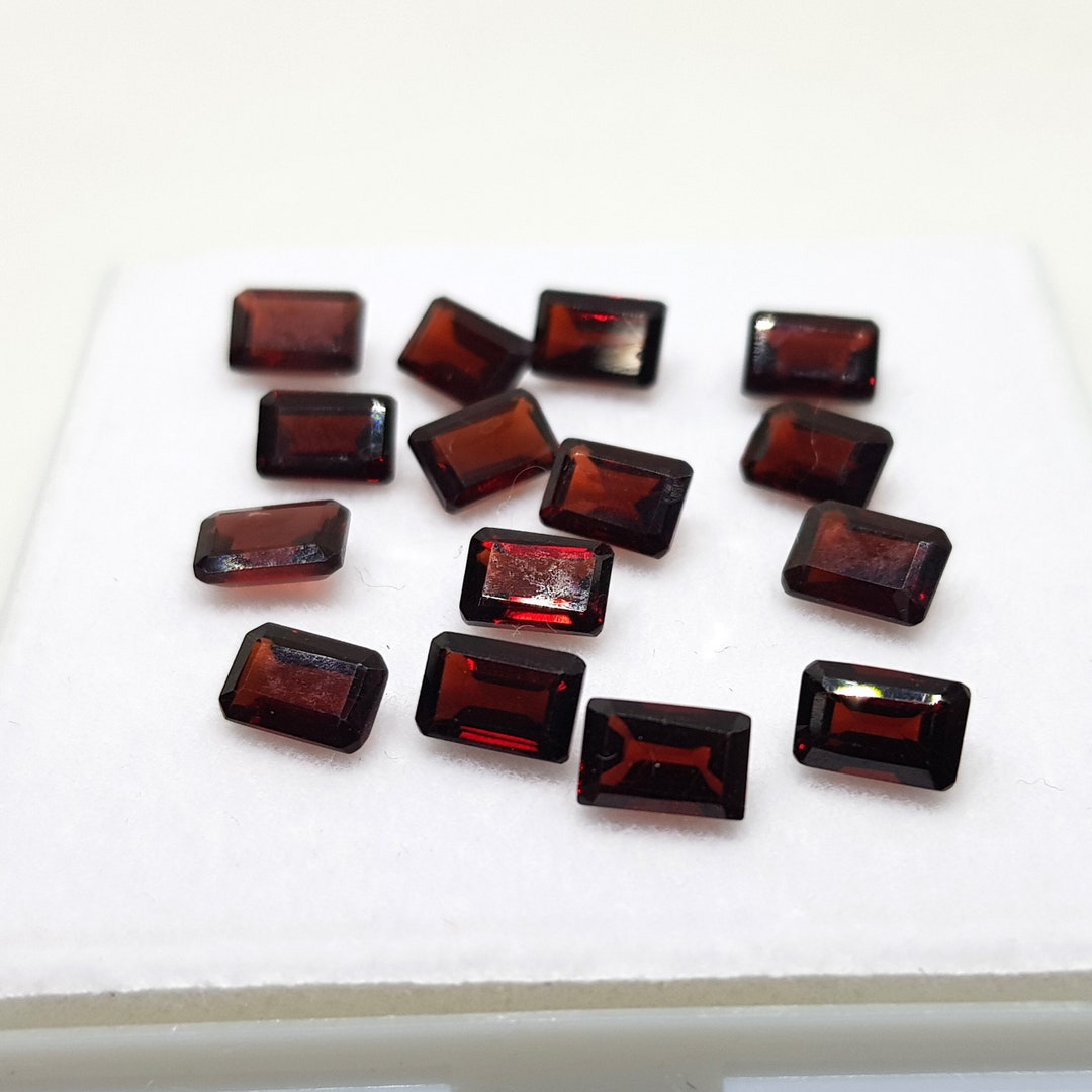 Garnet Rectangle Shaped Amazing Natural Gemstone's Cut Stone Calibrated ...