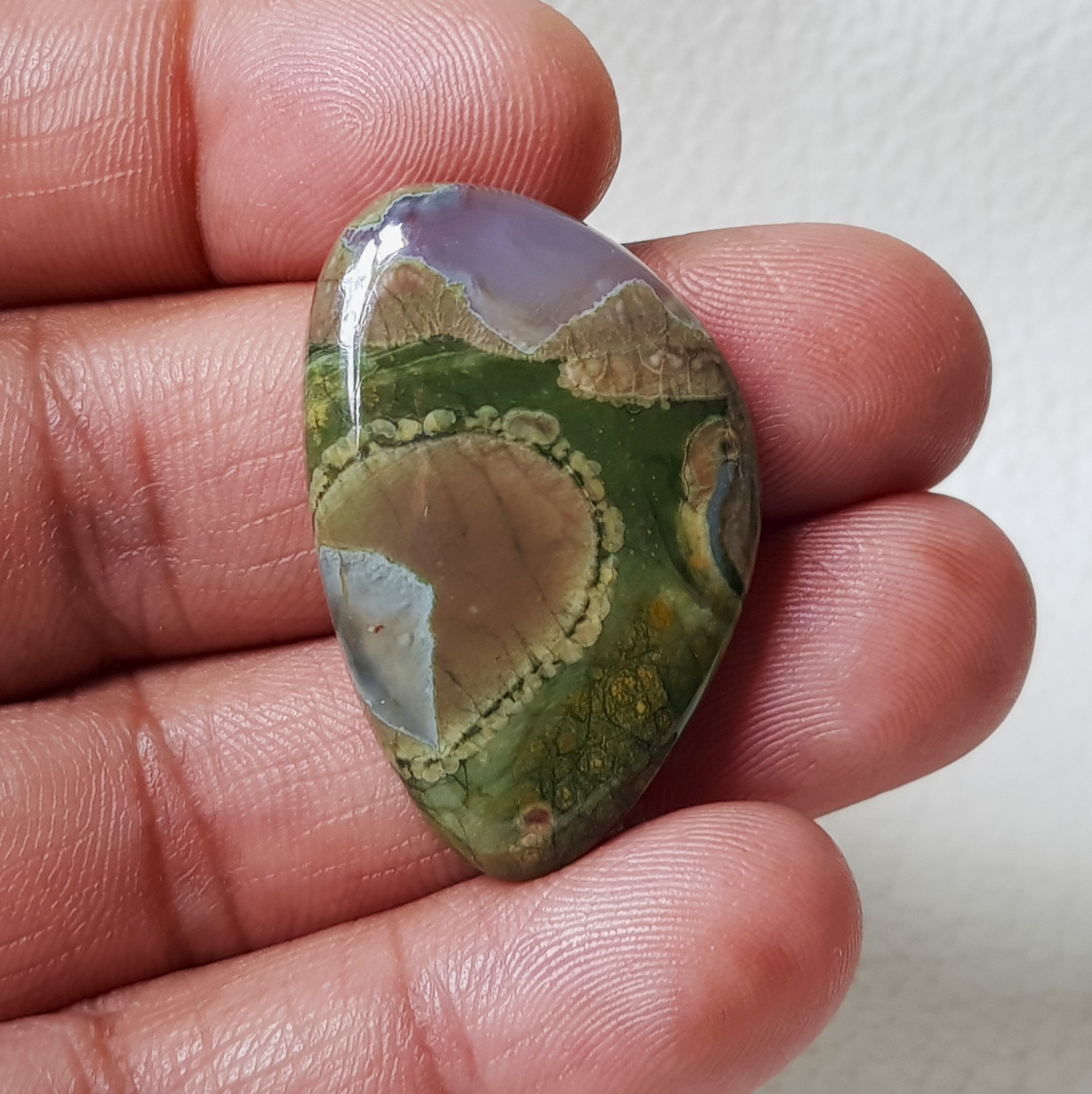 Rhyolite Gemstone Cabochon for Jewellery Making.37x24x6 Mm 8 Gm. Approx ...