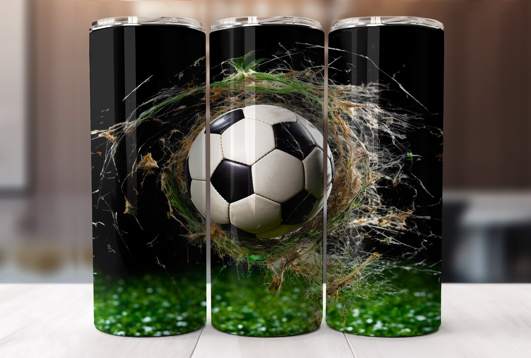 Soccer Tumbler Seamless Design Soccer Ball Ripping Net Design Gift for ...