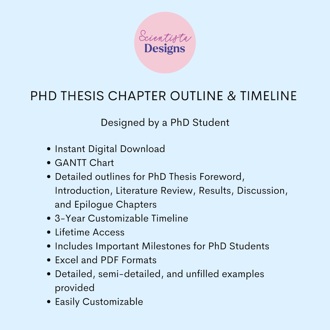 Phd Thesis Chapter Outline and 3-year Timeline GANTT Chart | Phd, Grad ...