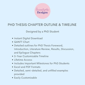 Phd Thesis Chapter Outline and 3-year Timeline GANTT Chart | Phd, Grad ...